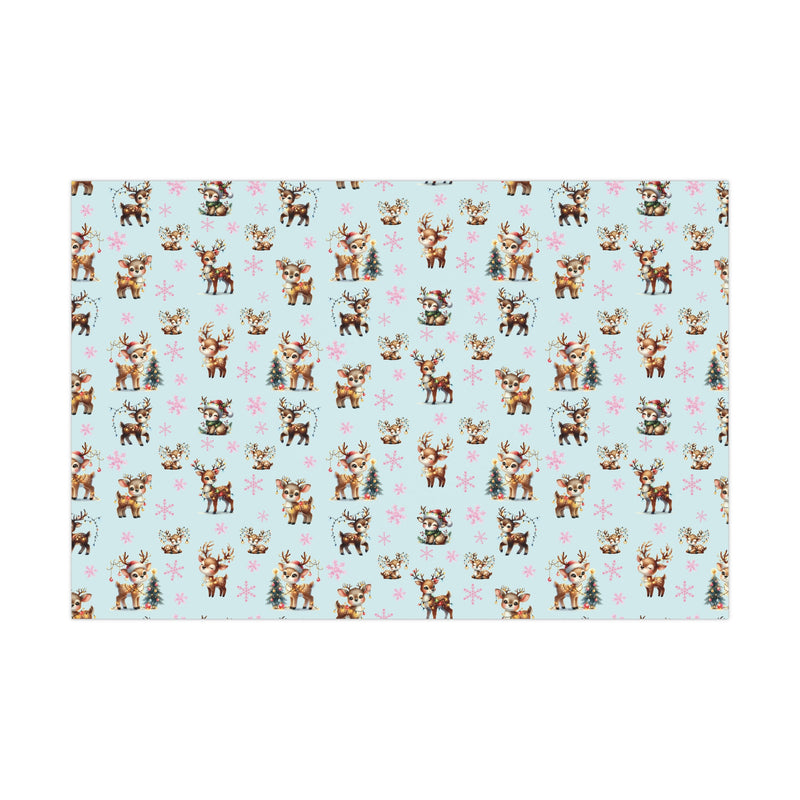Watercolor Reindeer Christmas Wrapping Paper Elegant Holiday Gift Wrap ...