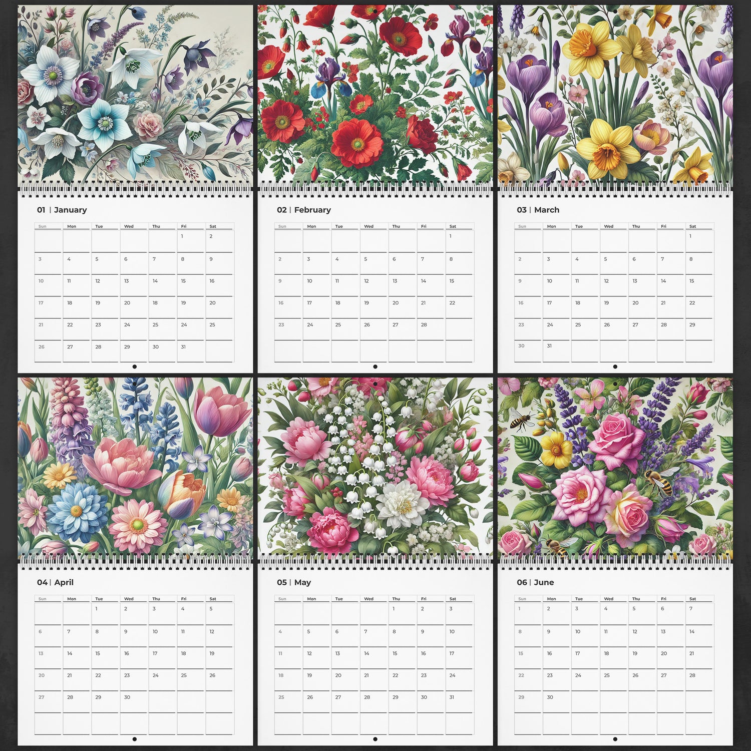2025 Boho Floral Calendar: Beautiful Watercolor Flowers for Every Month ...