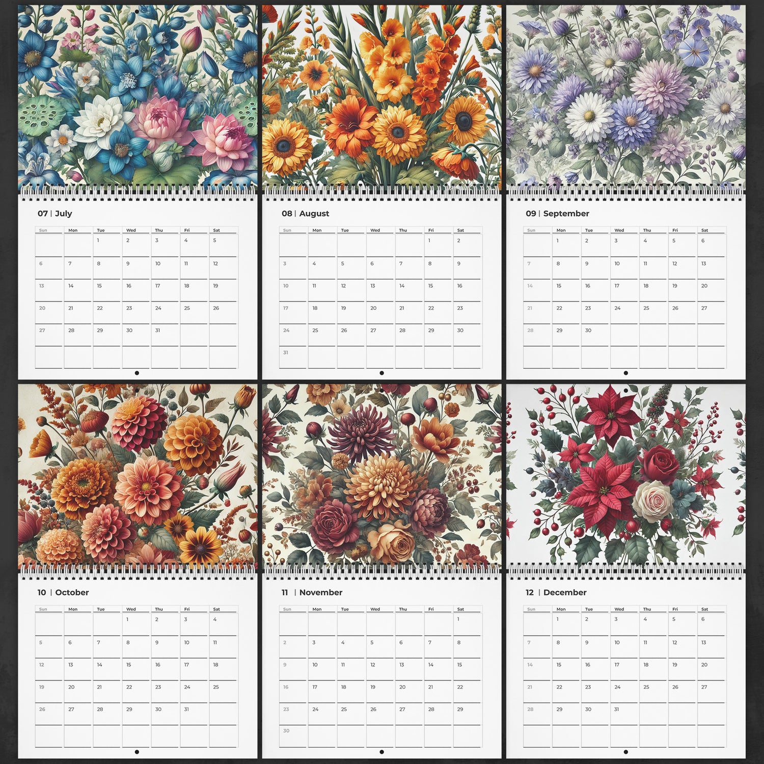 2025 Boho Floral Calendar: Beautiful Watercolor Flowers for Every Month ...
